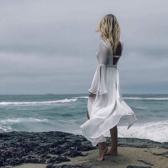 Dresses | Dreamy Boho Lace Maxi Duster Kimono Dress White | Poshmark